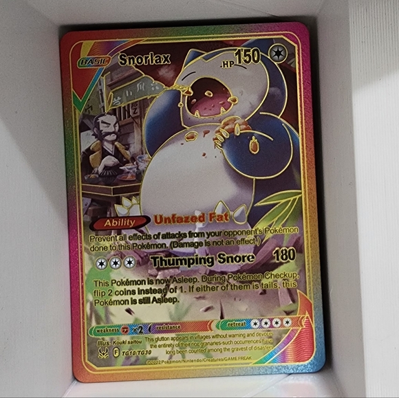 2022 Pokémon | Other | Snorlax Rainbow Foil Hp 5 Pokmon Fan Art Card ...